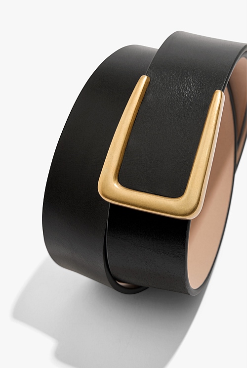 Black Leather Mid Belt - Belts | Country Road