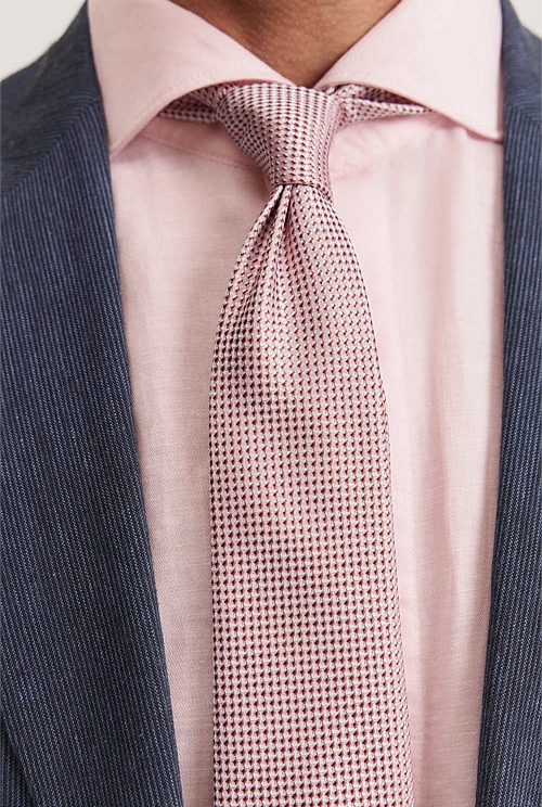 Soft Pink Silk Textured Tie - Natural Fibres | Country Road