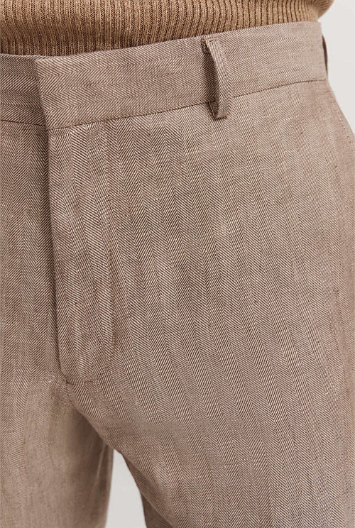 Wicker Linen Herringbone Pant - Natural Fibres | Country Road