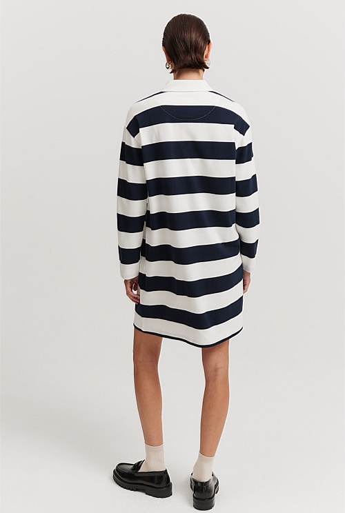 Navy Stripe Australian Cotton Stripe Rugby Dress - Natural Fibres ...
