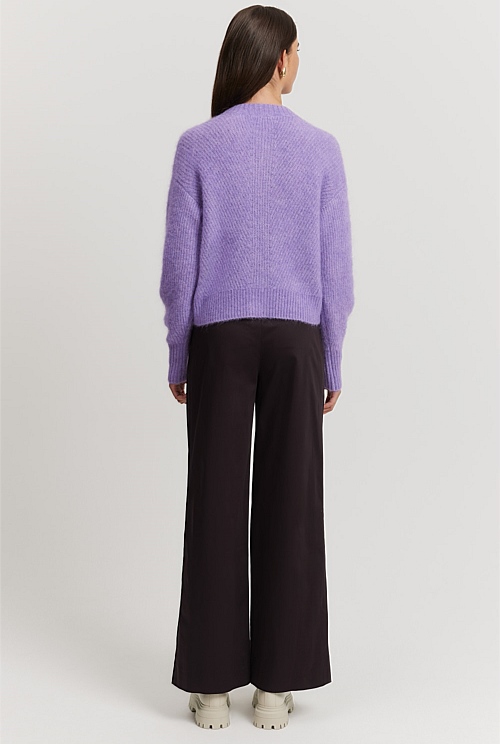 Deep Lilac Brushed Crop Cardigan - Best Sellers | Country Road