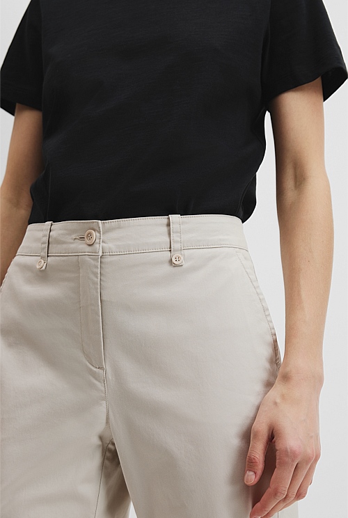 Stone Australian Cotton Twill Walk Pant - Pants | Country Road