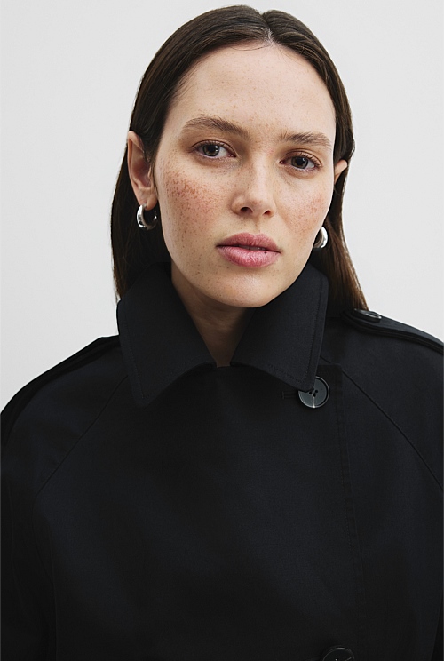 Black Cropped Trench Jacket - Jackets & Coats | Country Road