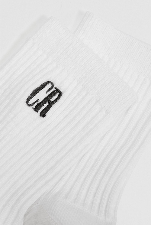White Rib Quarter Crew Sock - Organically Grown or Recycled | Country Road