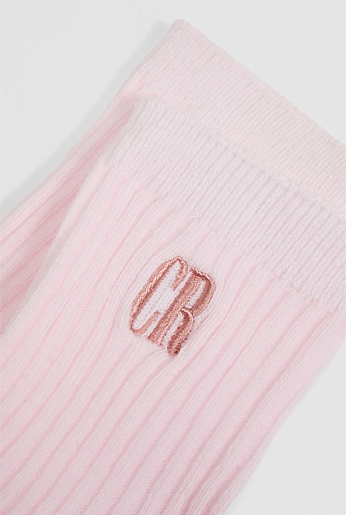 Mineral Pink Rib Quarter Crew Sock - Accessories | Country Road
