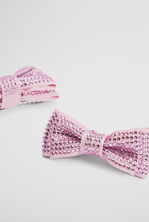 Mineral Pink Crystal Bow Clips Pack of 2 - Accessories | Country Road