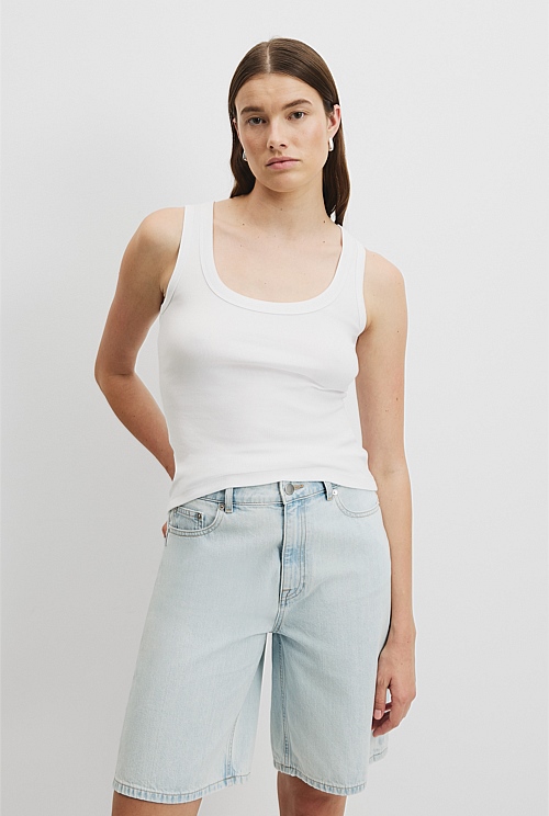 White Scoop Rib Tank - T-Shirts & Tops | Country Road