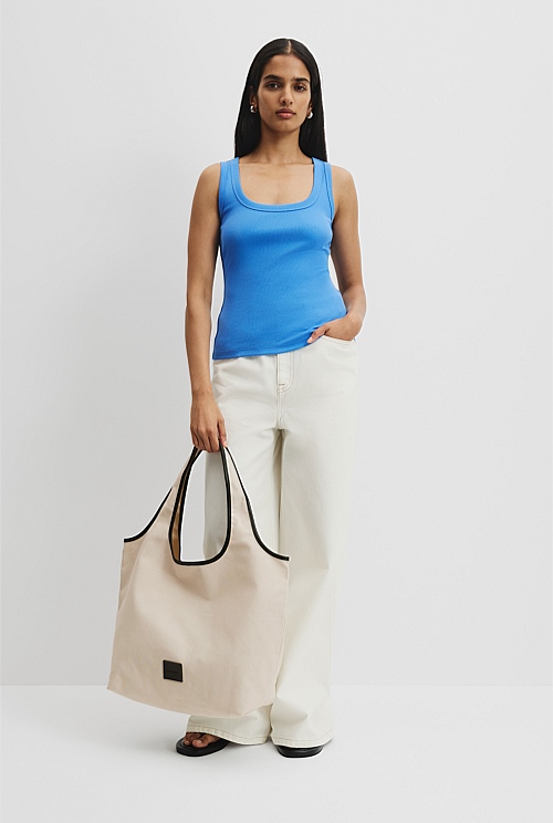 Arctic Blue Scoop Rib Tank - T-Shirts & Tops | Country Road