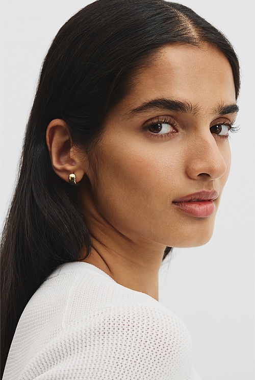 Gold Tarnish-Resistant Small Wide Hoop - Earrings | Country Road