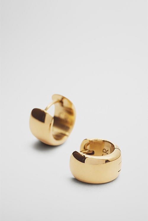 Gold Tarnish-Resistant Small Wide Hoop - Earrings | Country Road