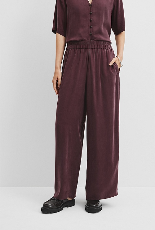 Bordeaux Pull-On Cupro Pant - Pants | Country Road