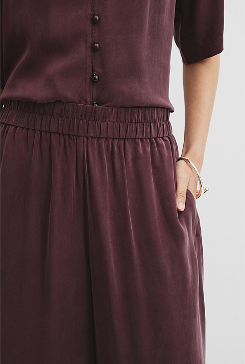 Bordeaux Pull-On Cupro Pant - Pants | Country Road