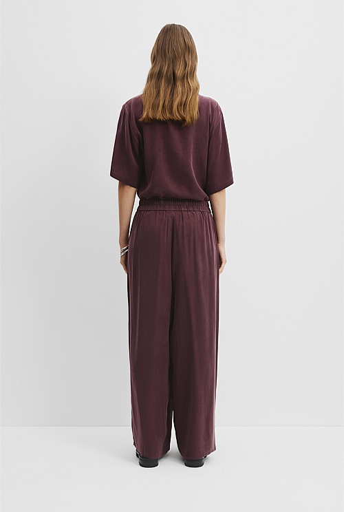 Bordeaux Pull-On Cupro Pant - Pants | Country Road