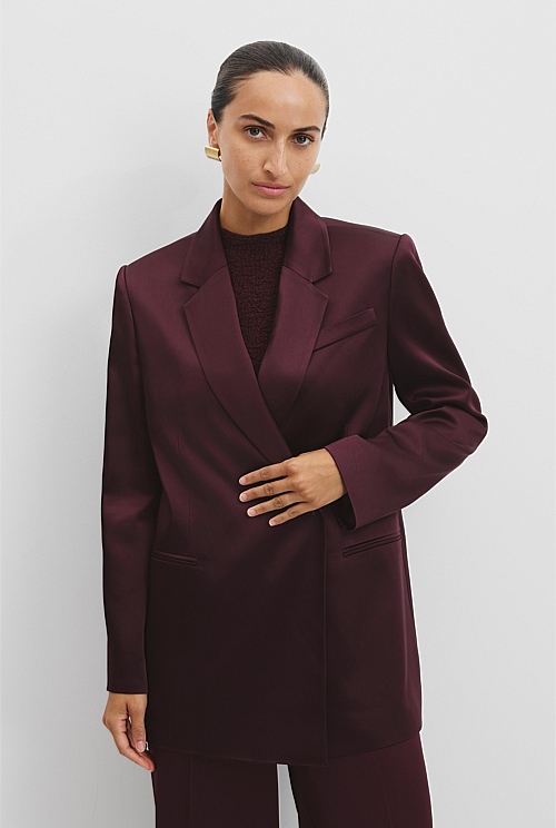 Bordeaux Satin Tux Blazer Work Country Road
