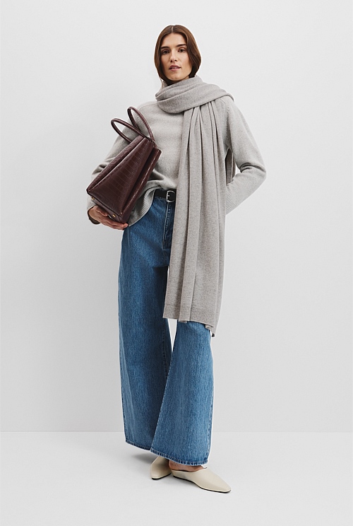 Light Grey Marle Cashmere Scarf - Hats, Scarves & Gloves | Country Road