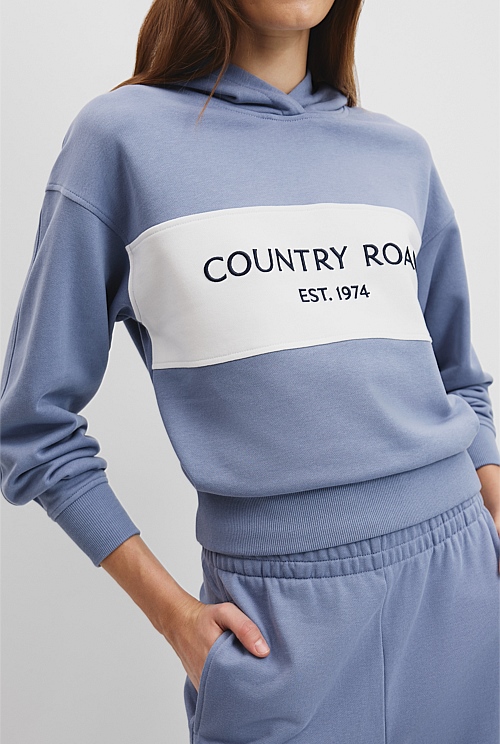 Steel Blue Towards Circularity Hooded Sweat - Sweats | Country Road