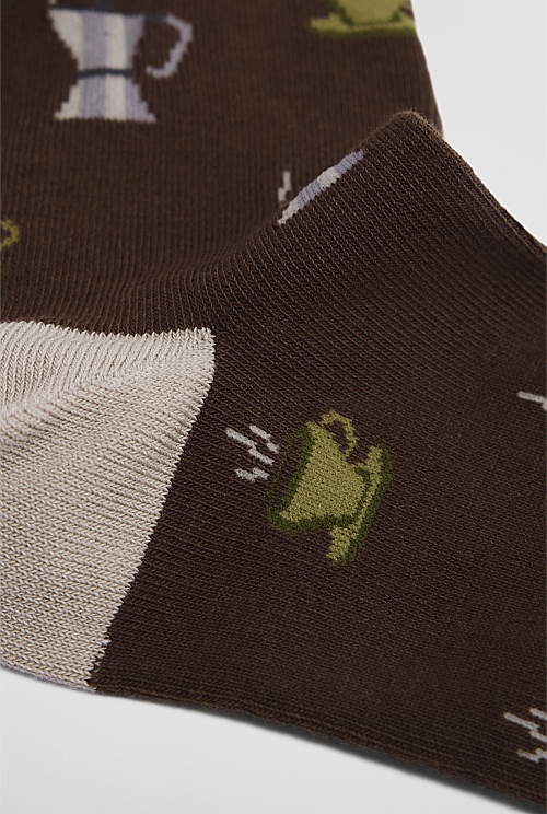 Chocolate Australian Cotton Blend Coffee Sock - Socks | Country Road