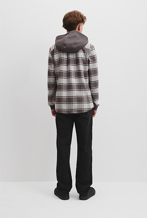 Teen Australian Cotton Hooded Check Shirt - Shirts | Country Road