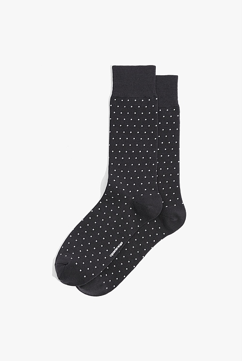 Charcoal Square Dot Socks - Socks | Country Road