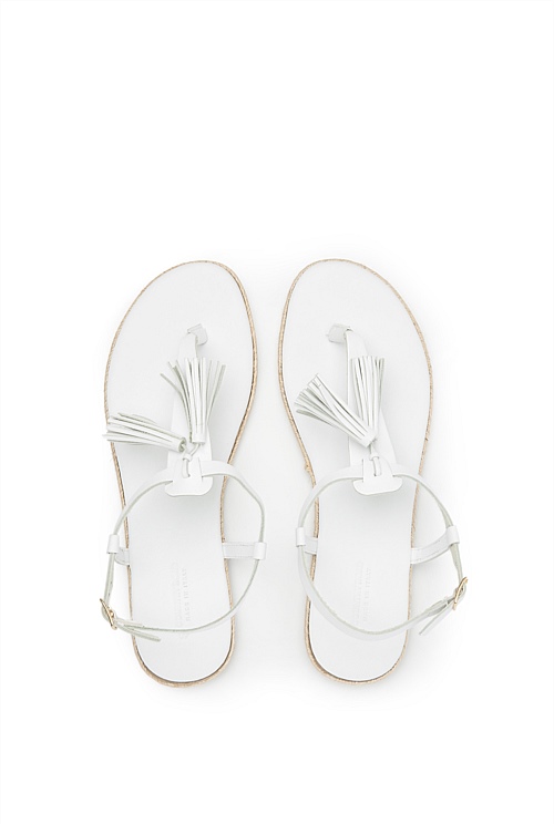 White Lucy Tassel Sandal - Sandals & Thongs | Country Road