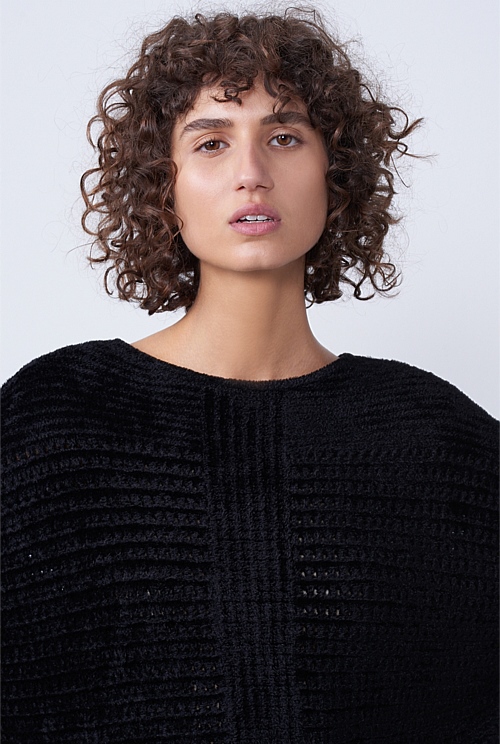 Black Velvet Knit Cape - Collection 1 | Country Road