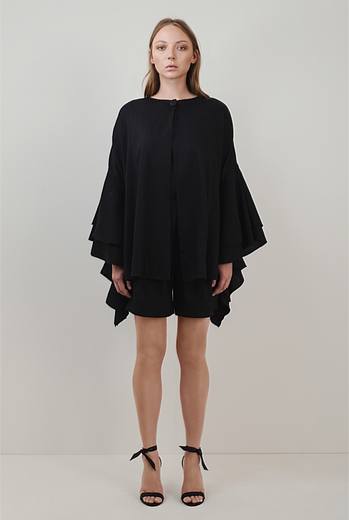 Black Ruffle Cape - Collection 2 | Country Road