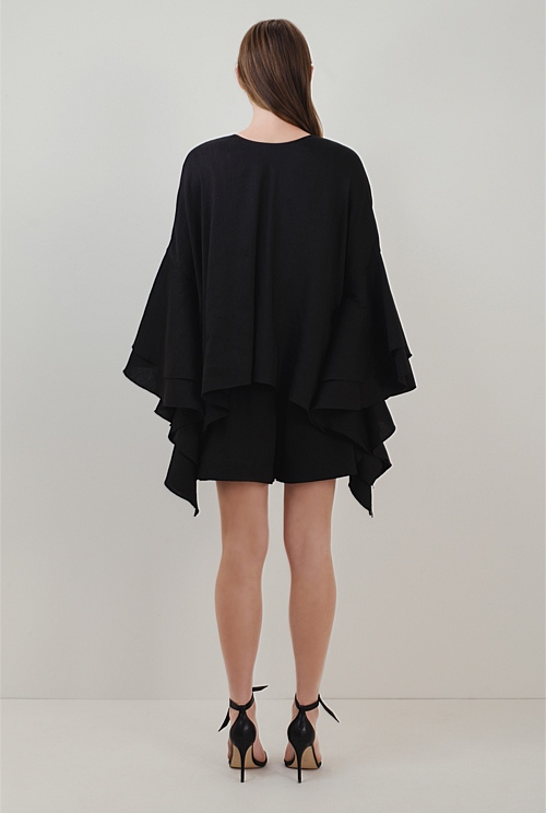Black Ruffle Cape - Collection 2 | Country Road