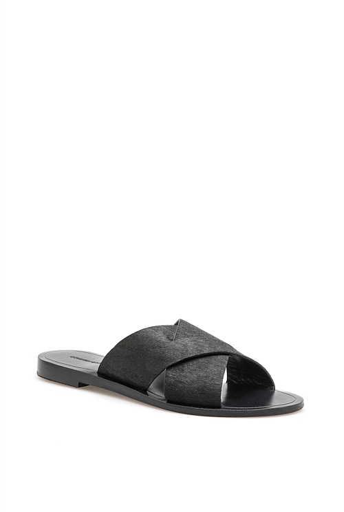 Black Anne Crossover Slide - Sandals & Thongs | Country Road