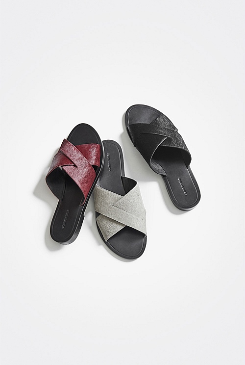 Black Anne Crossover Slide - Sandals & Thongs | Country Road