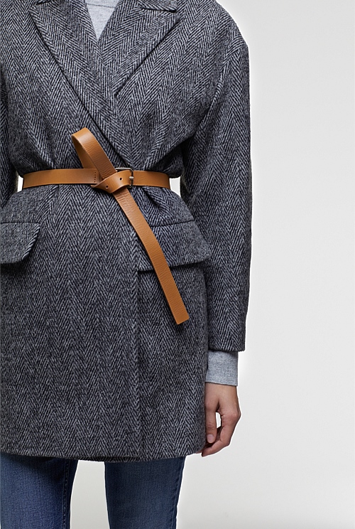 Camel Simple Leather Belt - Belts | Country Road