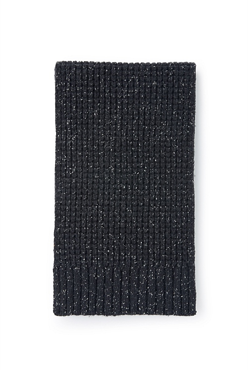 Black Heavy Waffle Scarf - Accessories | Country Road