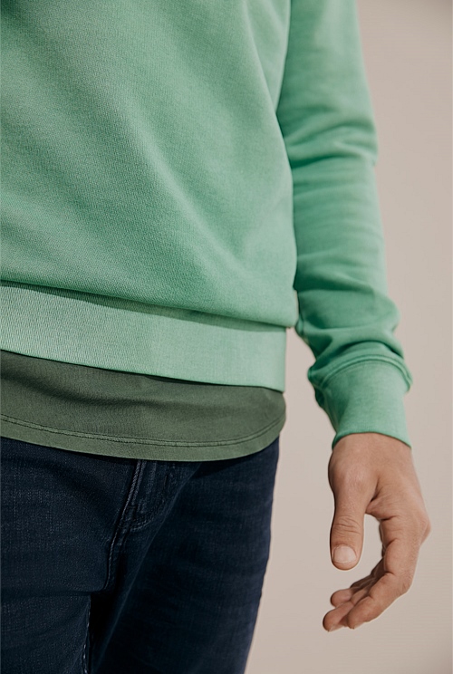 Green Garment Dyed Crew Sweat - Sweats | Country Road