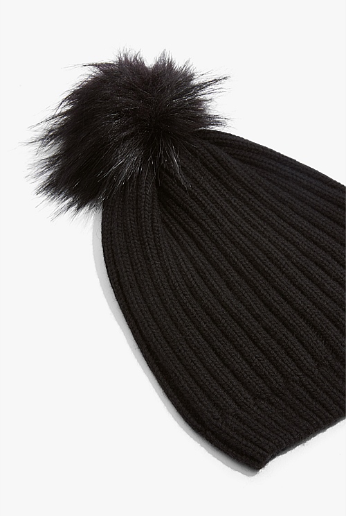 Black Rib Beanie - Hats, Scarves & Gloves | Country Road