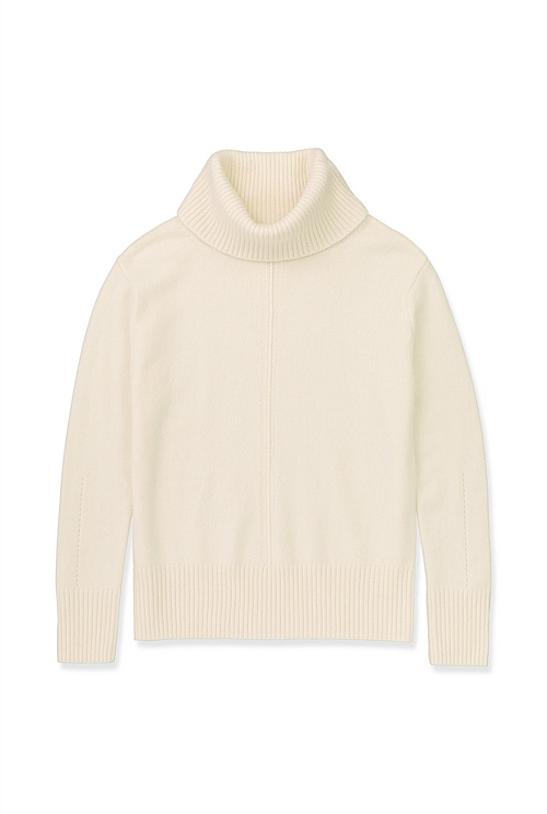 Winter White Merino High Neck Sweater - Knitwear | Country Road
