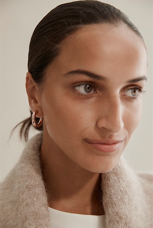 Rose Gold Alexa Solid Hoop - Earrings | Country Road