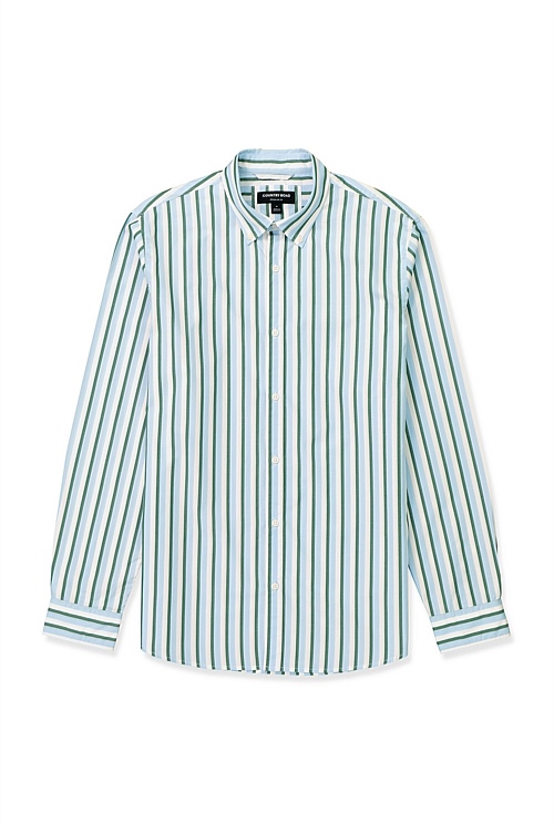 Pale Blue Regular Vertical Stripe Shirt - Casual Shirts | Country Road