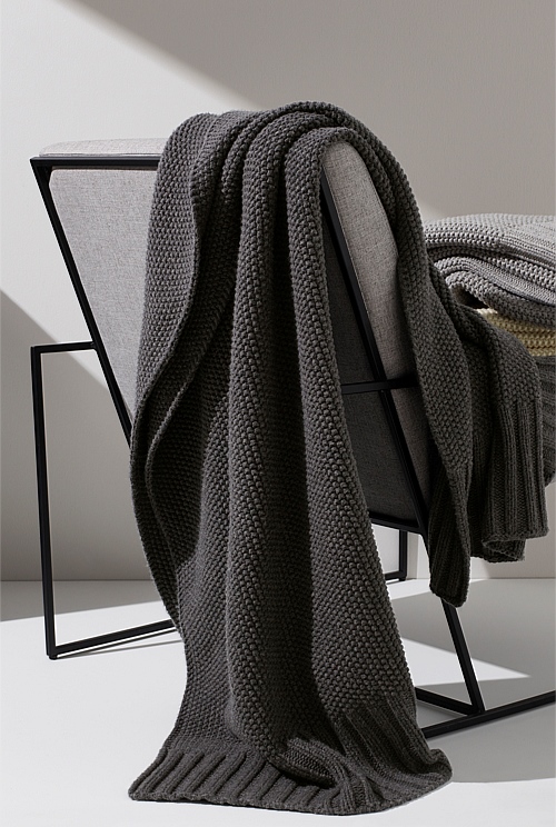 Charcoal Aria Chunky Knit Throw - Throws | Country Road