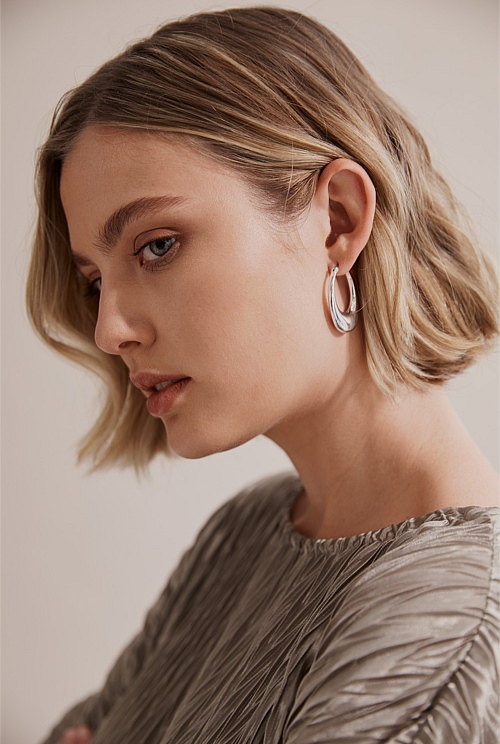 Silver Jessica Hoop - Earrings | Country Road