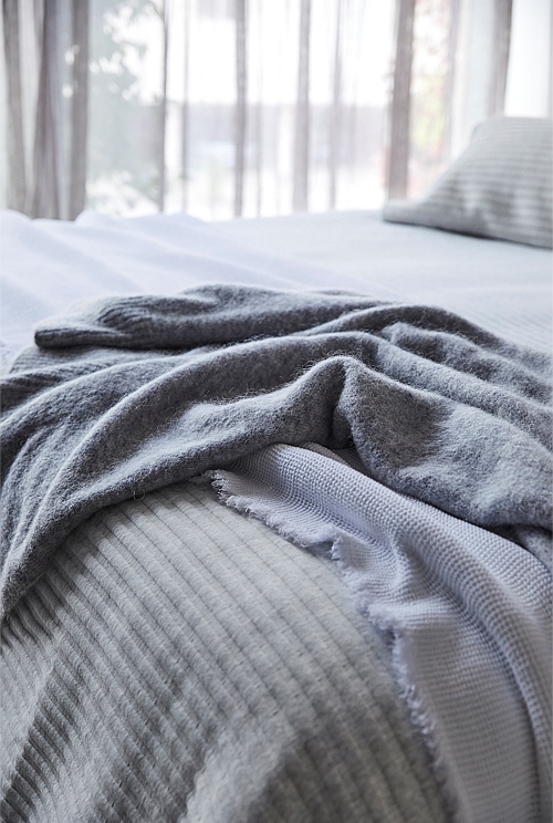 Pebble Grey Jada Fluffy Knit Throw - Throws | Country Road
