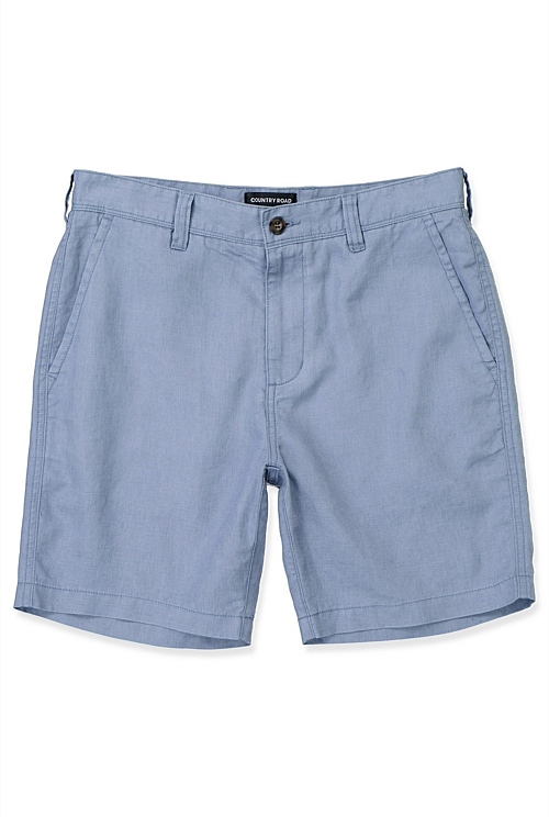 Washed Blue Linen Button Front Short - Shorts | Country Road