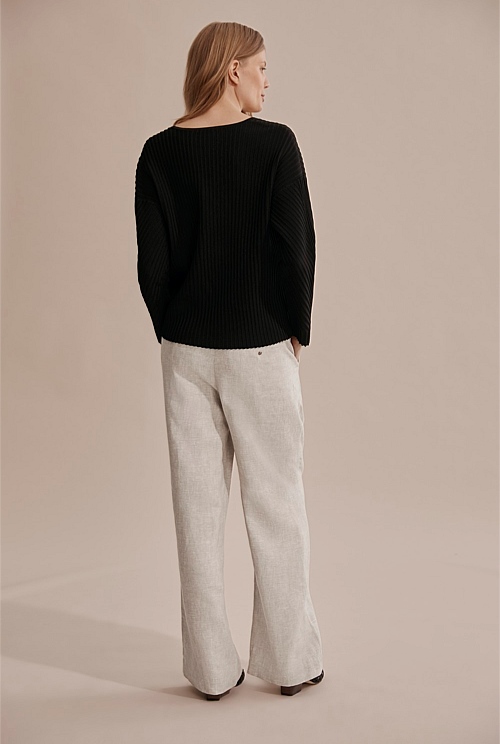 Black Compact Rib Knit - Knitwear | Country Road