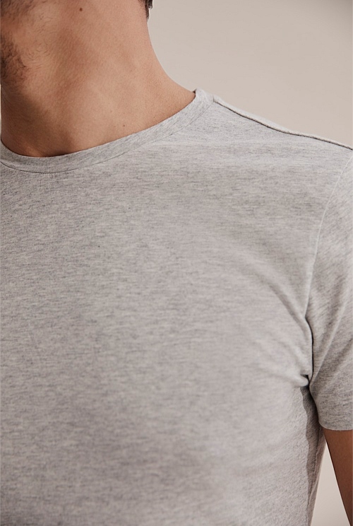 Light Grey Marle Pima Crew T-Shirt - T-Shirts | Country Road