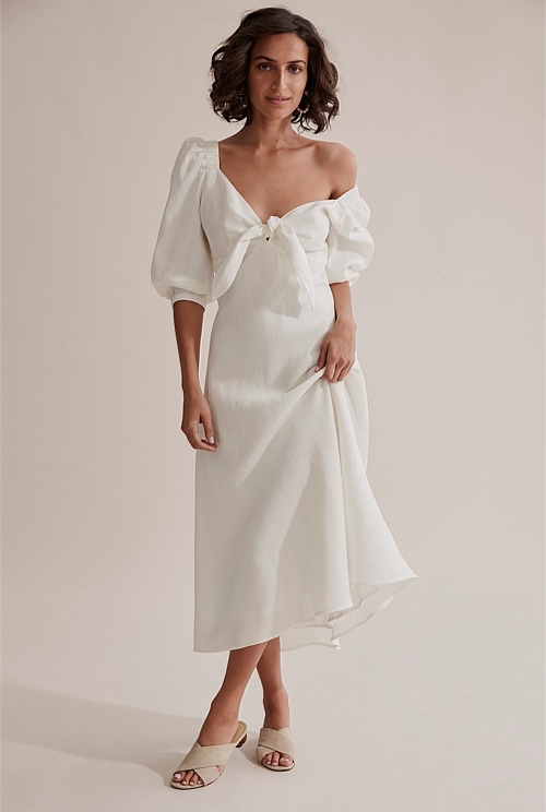 Antique White Tie Front Dress - Dresses | Country Road