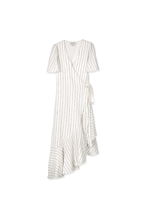 White Wrap Stripe Ruffle Dress - Dresses | Country Road