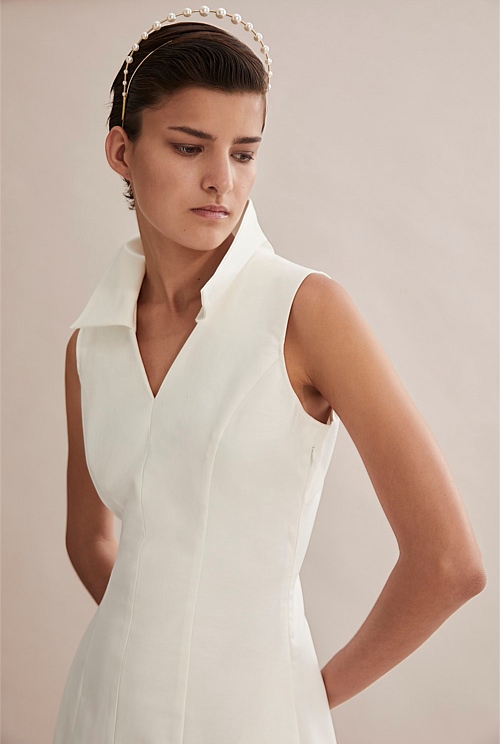 White Collared Midi Dress - Dresses | Country Road