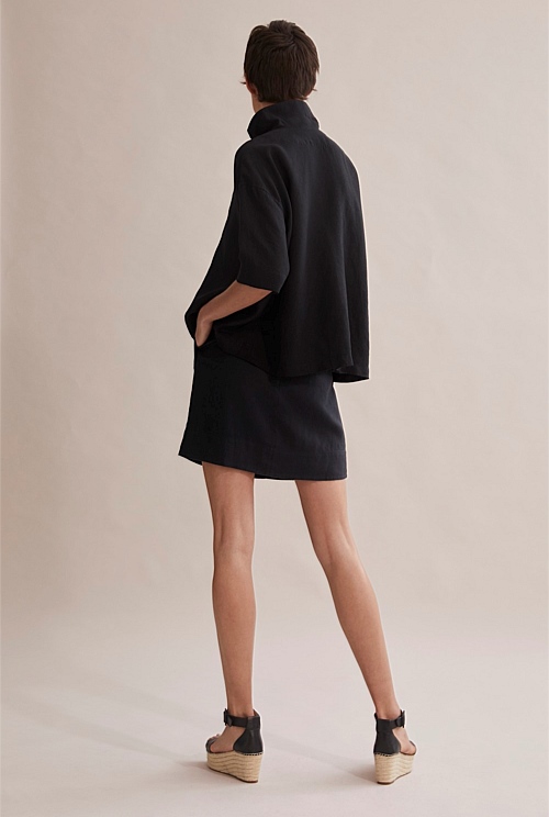 Black Linen Pop Over - Shirts | Country Road