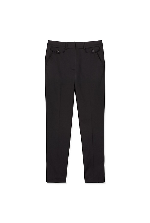 Black Full Length Double Cloth Slim Pant - Pants | Country Road