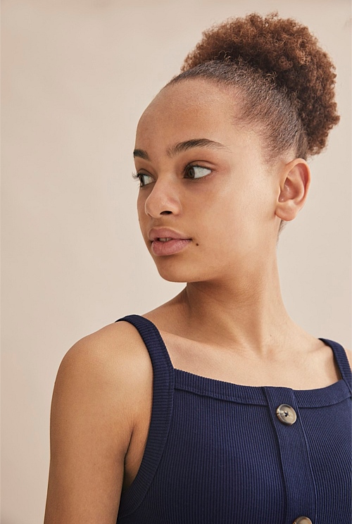 Teen Button Rib Dress - Dresses | Country Road