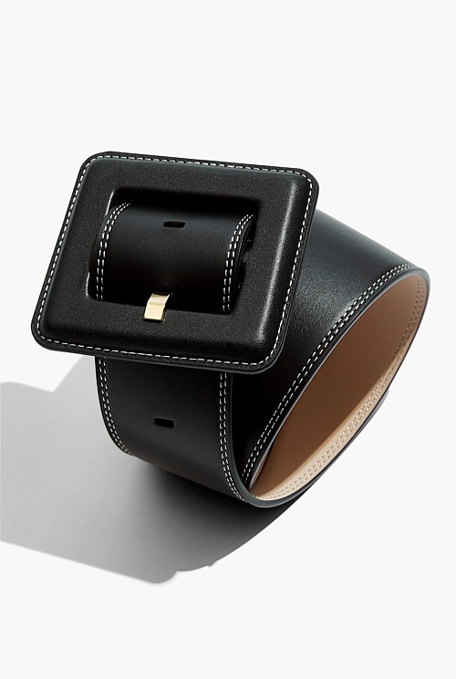Black Covered Buckle Belt - Belts | Country Road