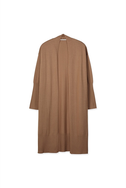 Camel Verified Australian Merino Wool Cardigan - Natural Fibres ...